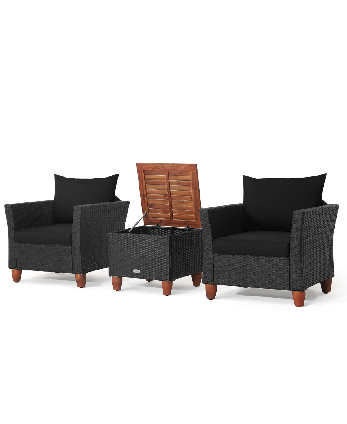 Click here for Gymax 3PCS Patio Rattan Conversation Set Outdoor F... prices