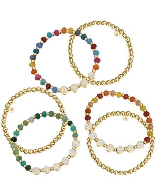 Unwritten Multi Stone and Beaded Stretch Bracelet Set - Macy's