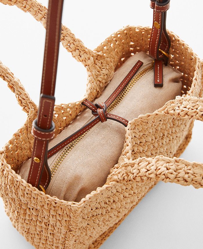 MANGO Women's Raffia-Effect Shoulder Bag - Macy's