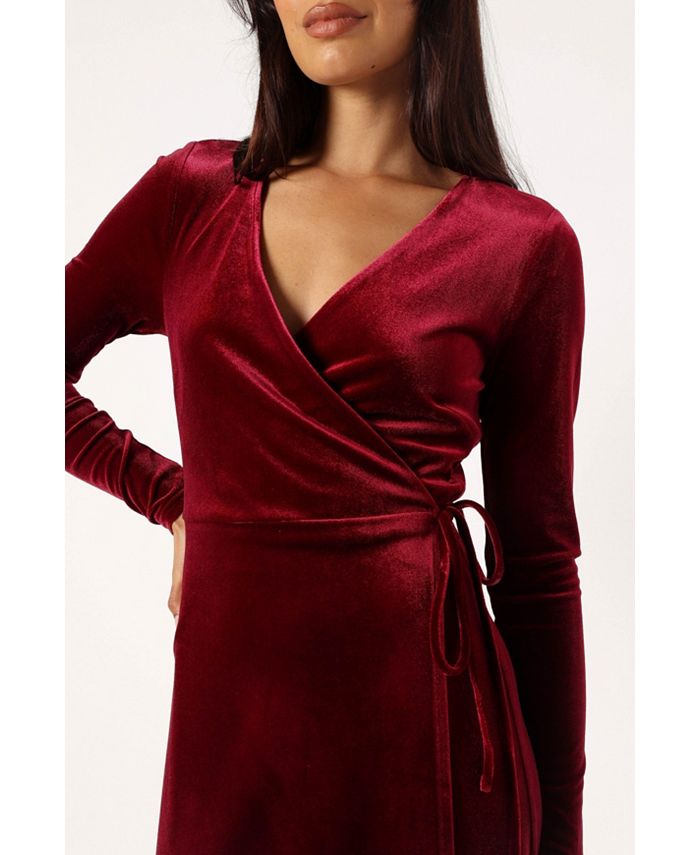 Petal and Pup Womens Darby Long Sleeve Midi Dress - Burgundy - Macy's