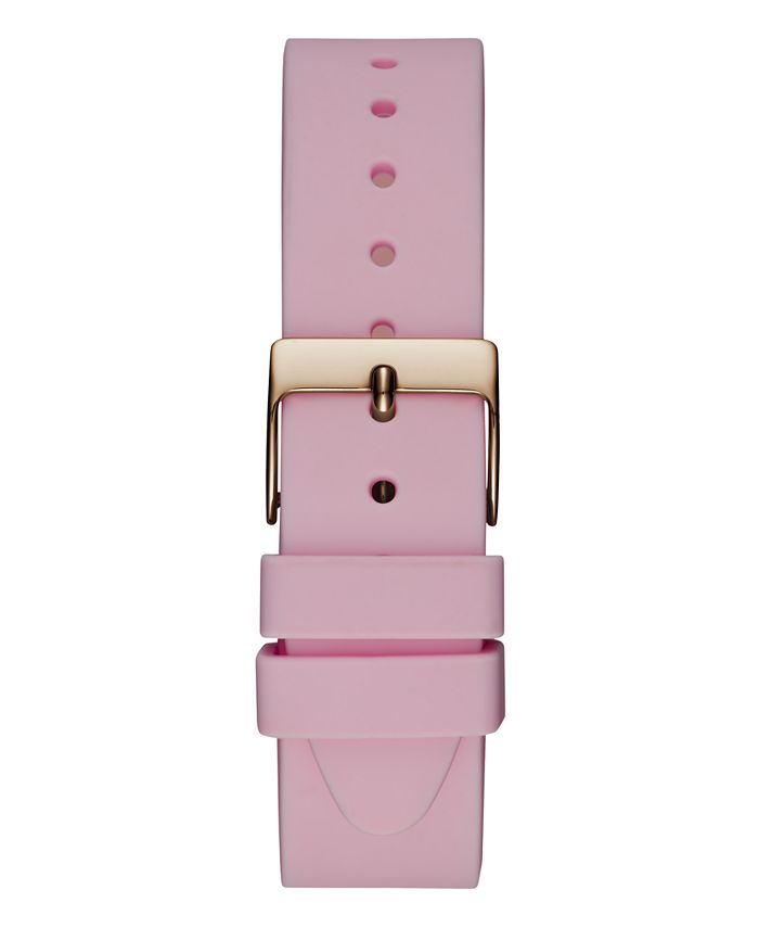 GUESS Women's Analog Pink Silicone Watch 40 mm - Macy's