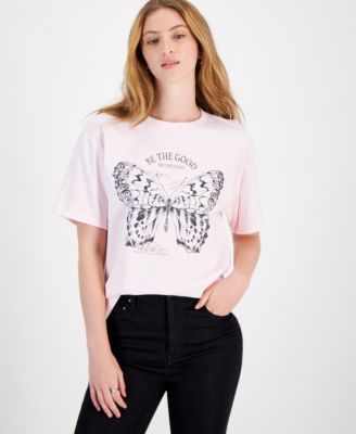 Rebellious One Juniors' Butterfly-Graphic Cotton Crewneck T-Shirt - Macy's