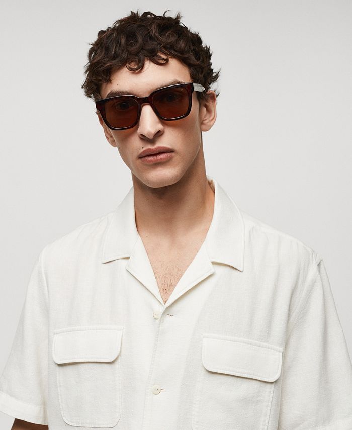 MANGO Men's Bowling Collar Linen Shirt - Macy's