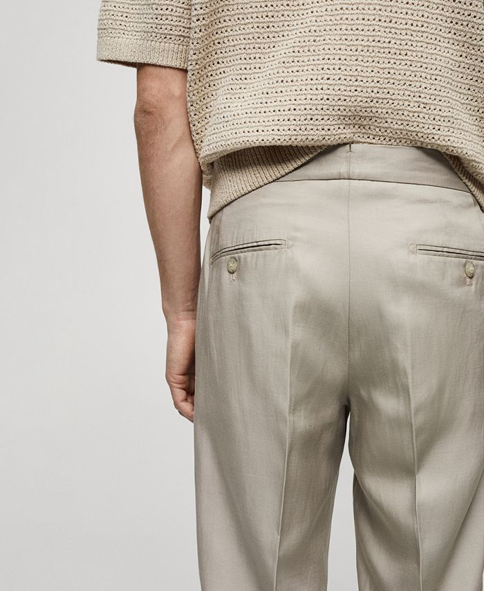 MANGO Men's Linen Blend Pleated Trousers - Macy's