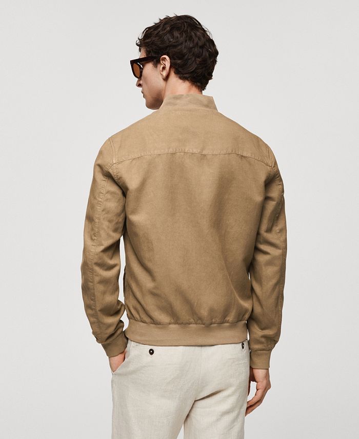 MANGO Men's Linen Lyocell Bomber Jacket - Macy's