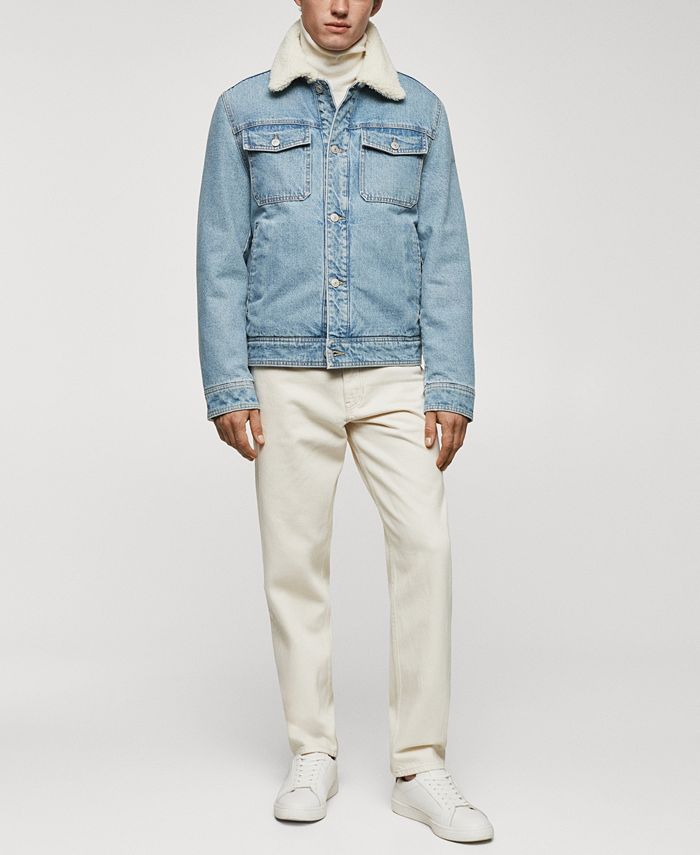 MANGO Men's Shearling Denim Jacket - Macy's