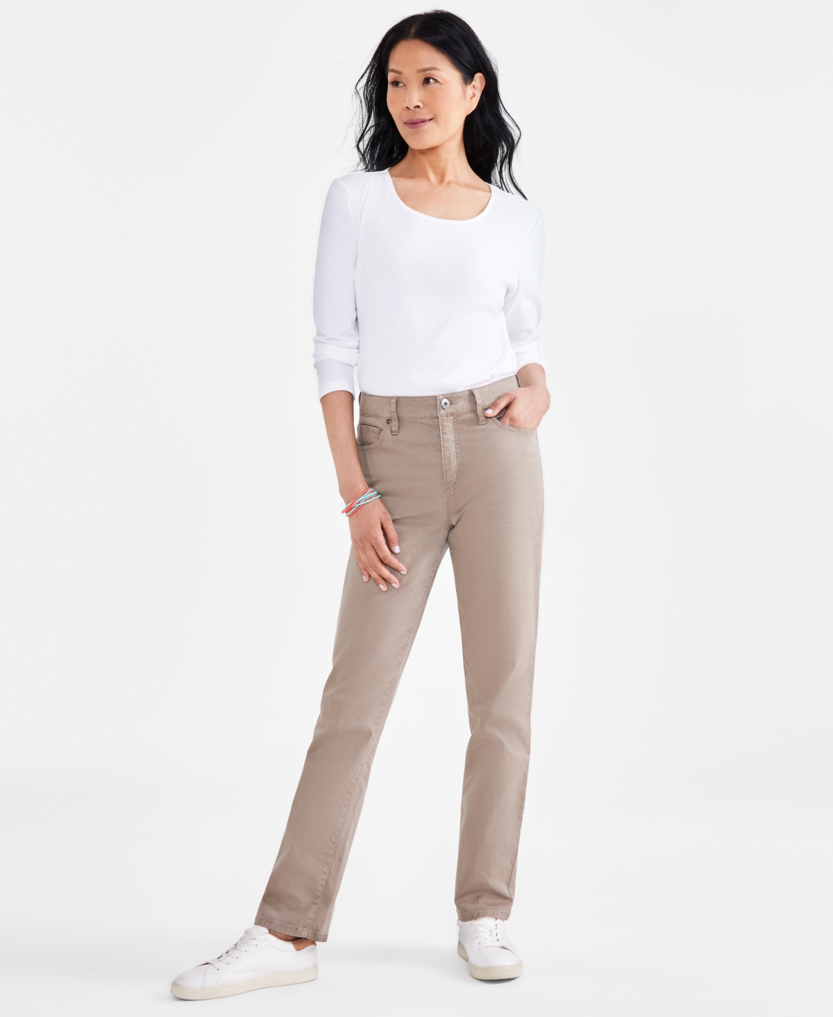 Click here for Style & Co Womens Straight-Leg High Rise Twill Pan... prices