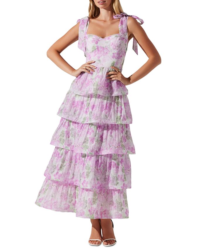 ASTR the Label Women's Zirconia Printed Tiered Maxi Dress - Macy's