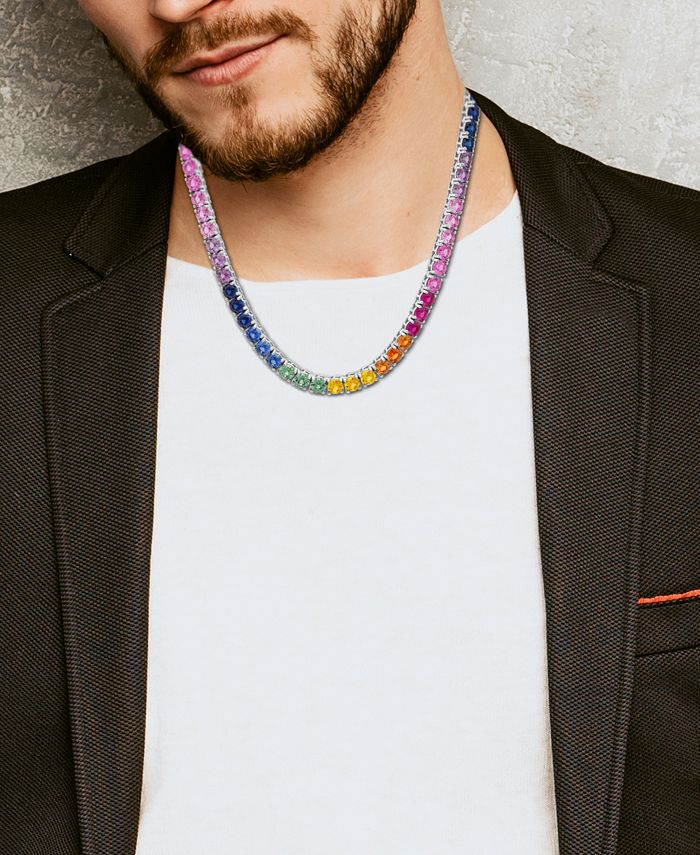 Macy's Lab-Grown Multi-Sapphire 24" Statement Necklace (48-1/3 ct. t.w ...