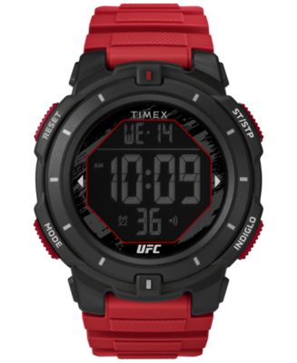 Timex Men's UFC Rumble Digital Red Polyurethane Strap 50mm Round Watch ...