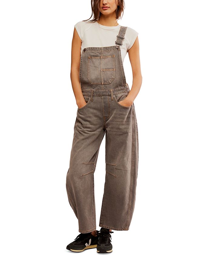 Free People Women's Good Luck Denim Barrel-Leg Overalls - Macy's