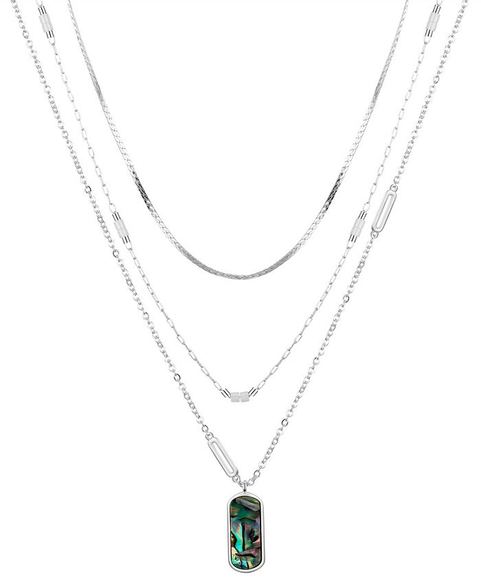 Unwritten Abalone Tag Herringbone Layered Necklace Set - Macy's