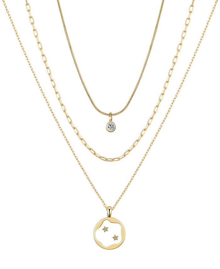 Unwritten Cubic Zirconia Star Paperclip Layered Necklace Set - Macy's
