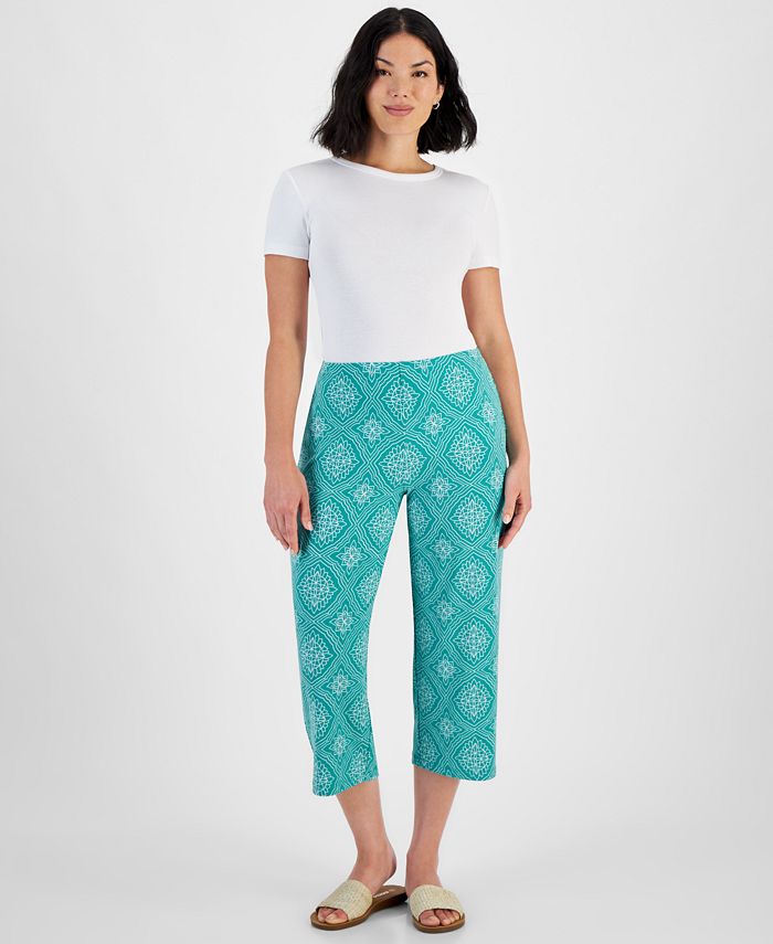 JM Collection Petite Printed Pull-On Capri Pants, Created for Macy's ...