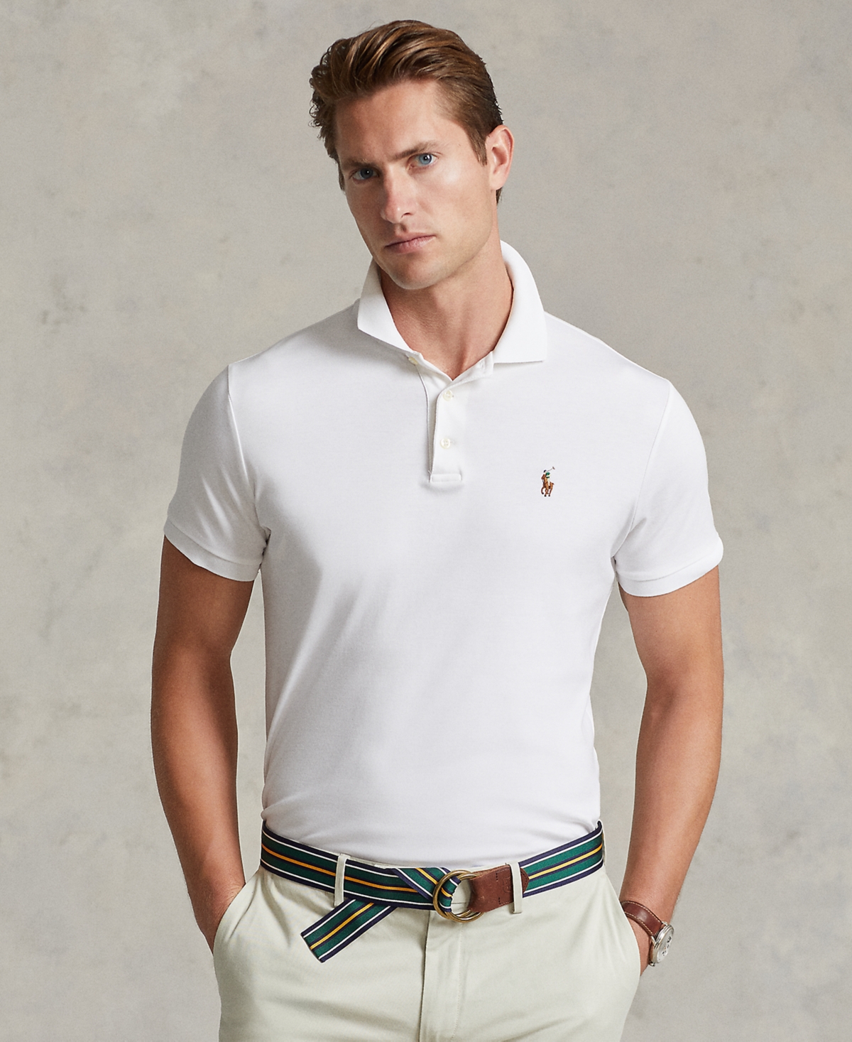 Click here for Mens Slim-Fit Soft Cotton Polo Shirt - White prices
