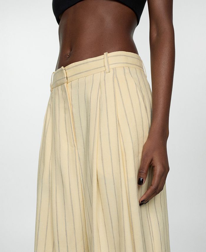 MANGO Women's Striped Linen-Blend Pants - Macy's