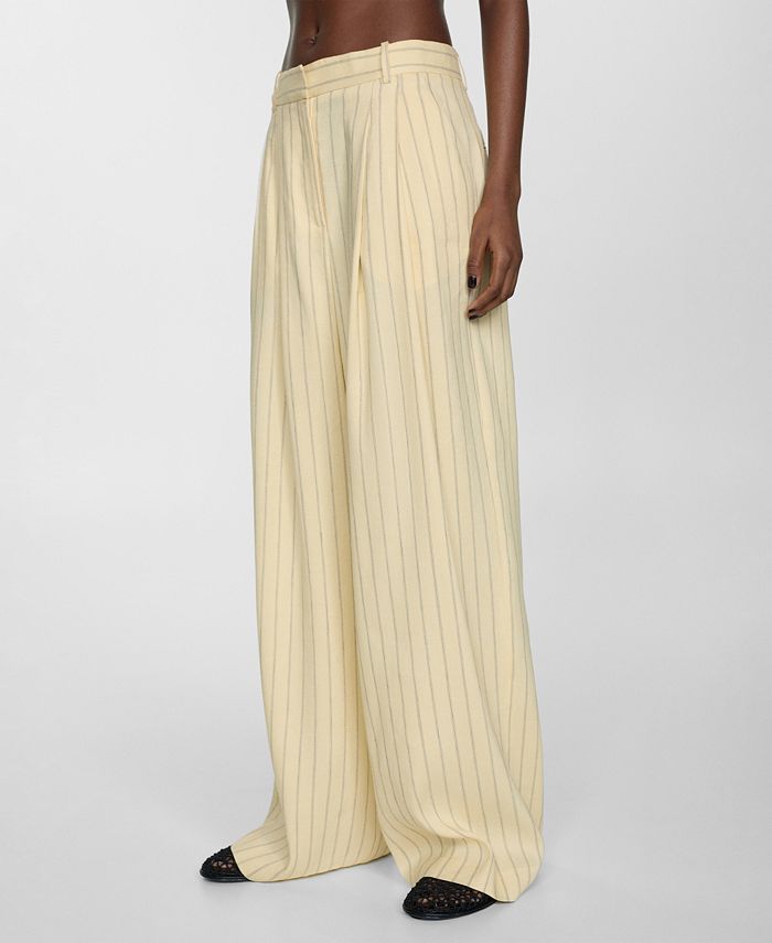 MANGO Women's Striped Linen-Blend Pants - Macy's