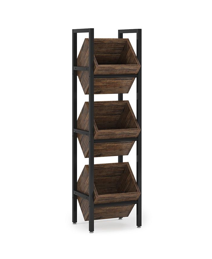 Tribesigns Basket Stand, 3 Tier Wood Shelving Unit with Baskets ...