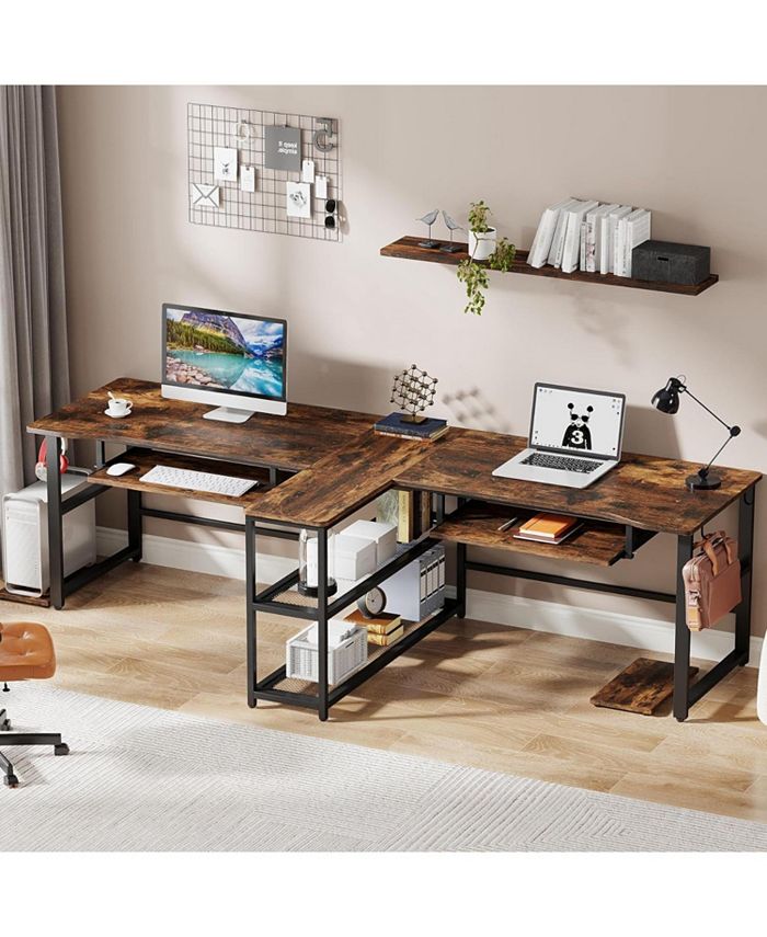 Tribesigns 94.5 inch Two Person Desk with Keyboard Tray, Extra Long ...