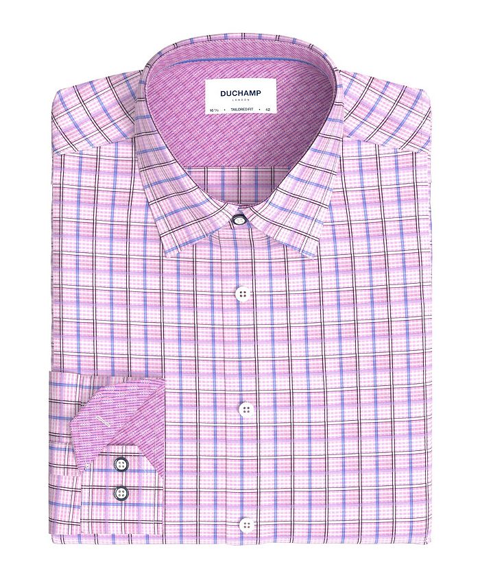 Duchamp London Men's Windowpane Dress Shirt - Macy's