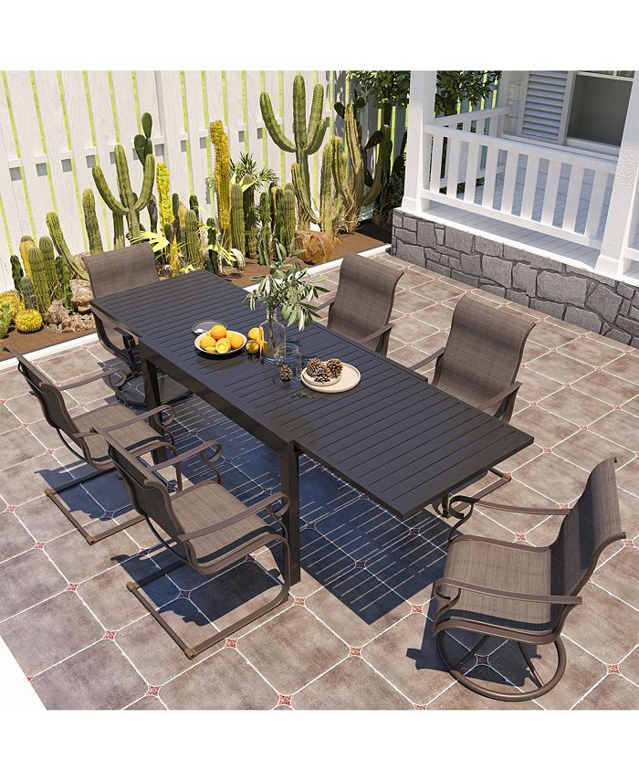 Mondawe 7-Piece Dining Set For Extra Large Aluminum Telescopic Table,2 ...