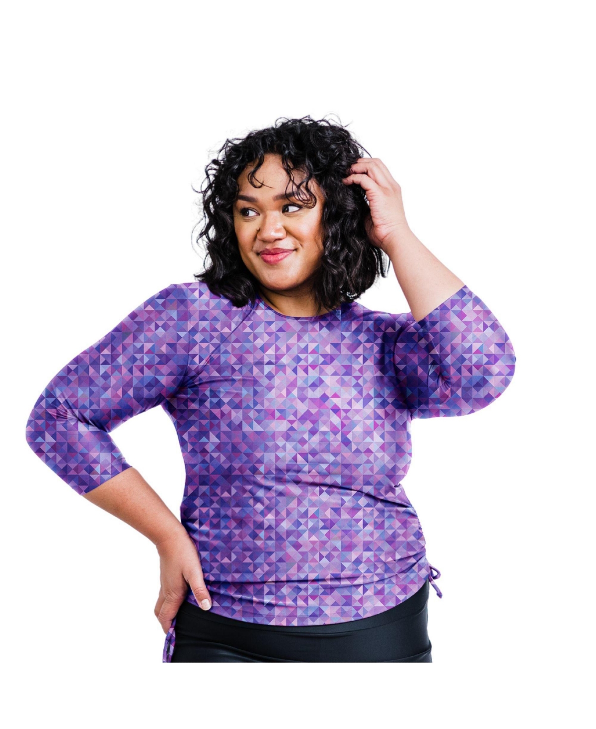 Click here for Calypsa Plus Size Margaux Swim Top - Royal reflect... prices