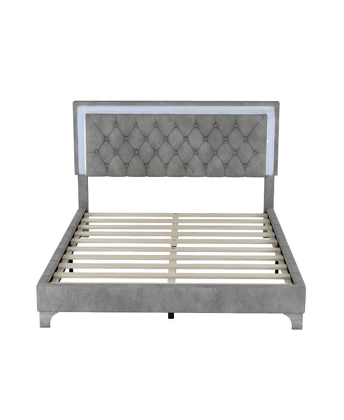 Simplie Fun Luxurious 3-Piece Bedroom Set Upholstered Bed with LED ...