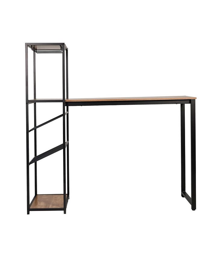 MERRICK LANE Kramer Metal Bar And Wine Table With Bottle Storage And ...