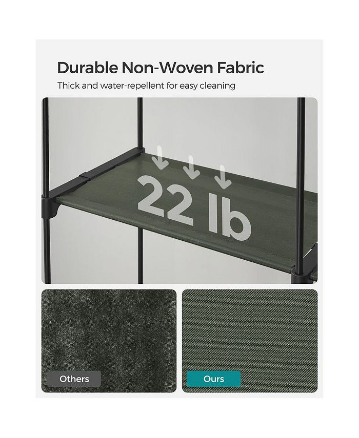 Slickblue Closet Storage Organizer, Portable Wardrobe With Hanging Rods ...