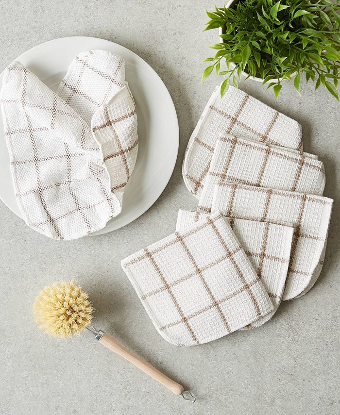 Design Imports Scrubber Dishcloths Collection Windowpane Dishrag Set ...