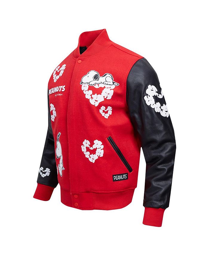 Freeze Max Men's Snoopy Red Peanuts Cotton Heart Full-Zip Varsity ...