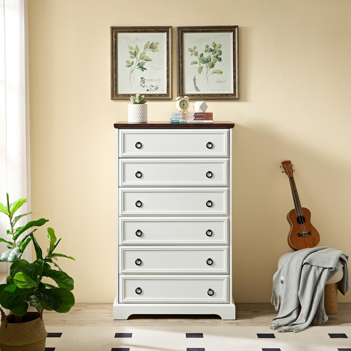 Click here for Streamdale White 6-Drawer Dresser with Easy Pull H... prices