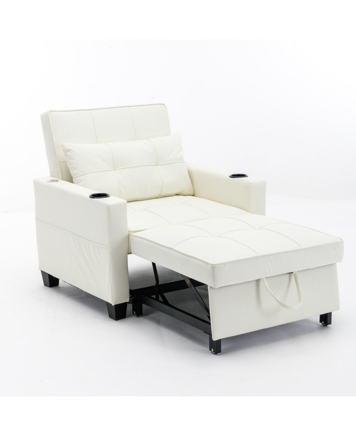 Click here for Streamdale White leather convertible futon chair b... prices