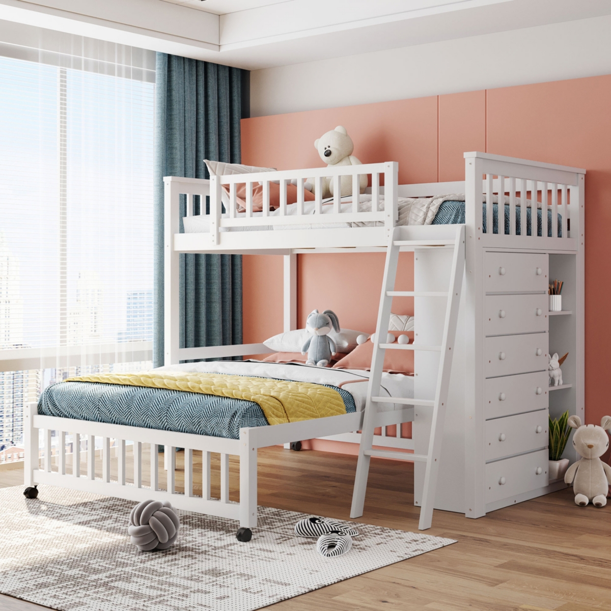 Click here for Simplie Fun Wooden Twin Over Full Bunk Bed with Dr... prices