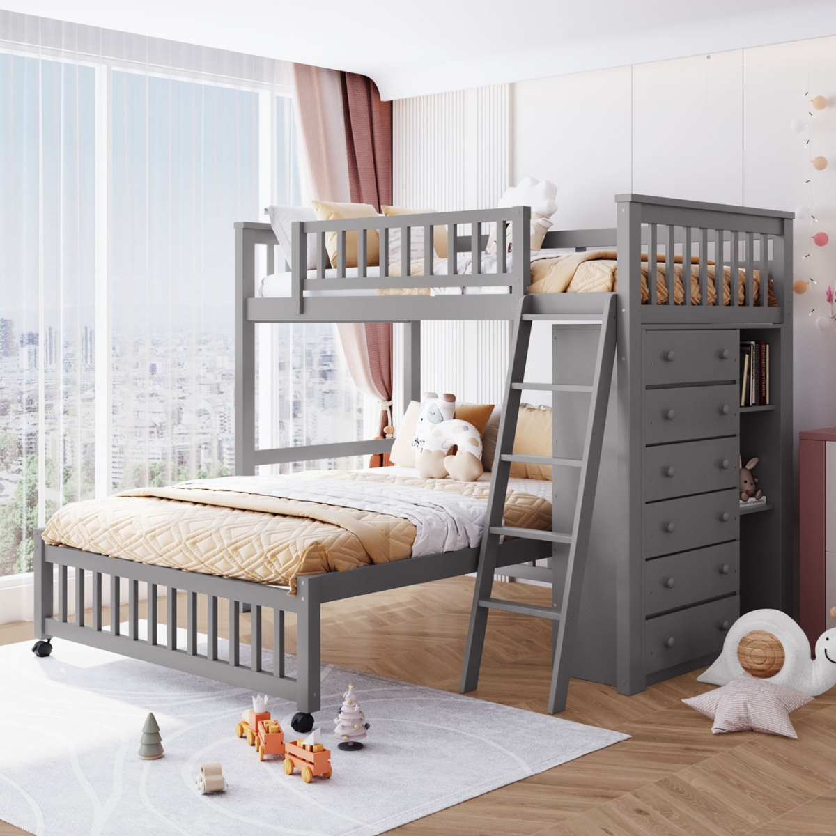 Click here for Simplie Fun Wooden Twin Over Full Bunk Bed with Dr... prices