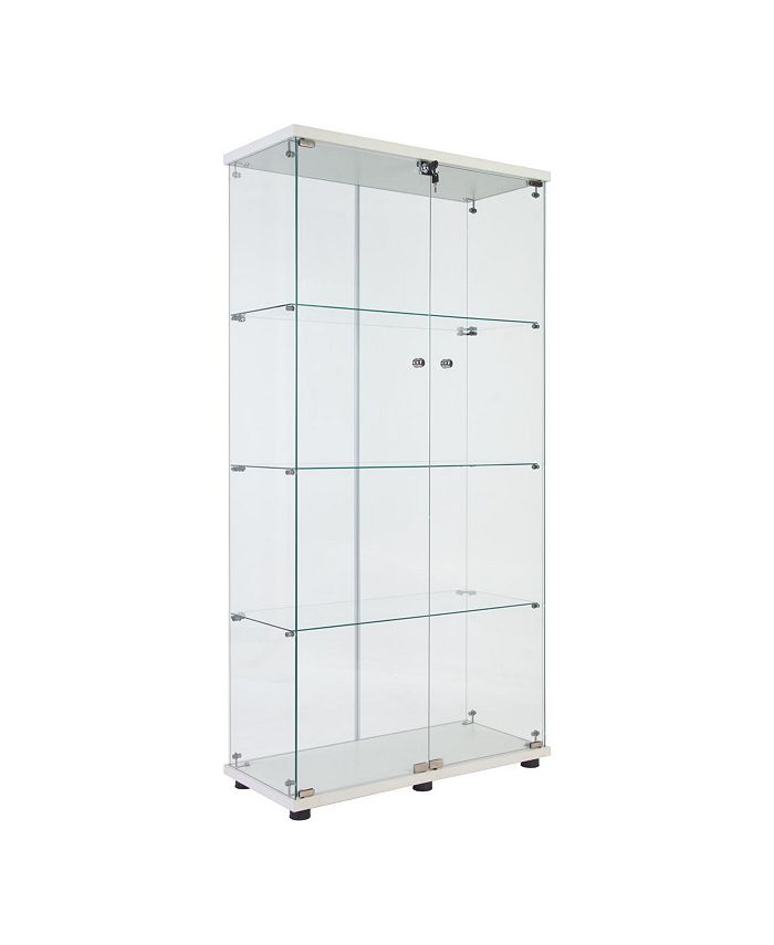 Simplie Fun Two Door Glass Cabinet Glass Display Cabinet With 4 Shelves ...