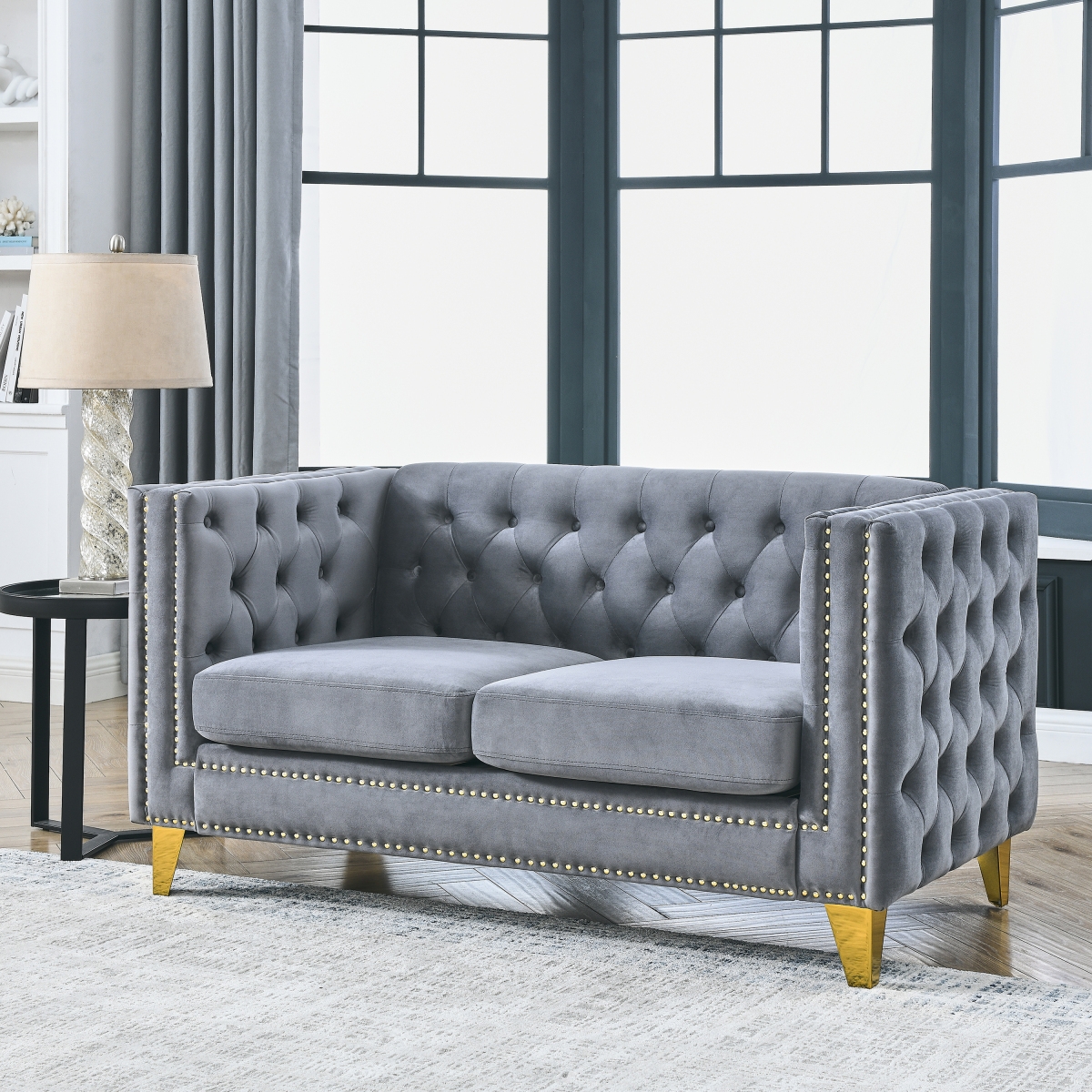 Click here for Streamdale Furniture Modern Grey Velvet Tufted Sof... prices