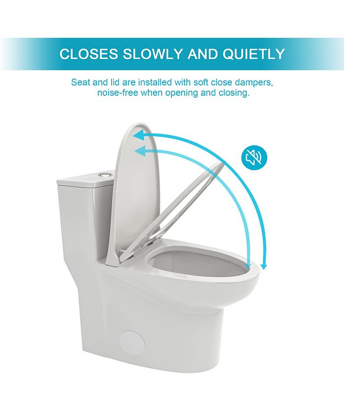 Simplie Fun Ceramic One Piece Toilet, Dual Flush With Soft Closing Seat ...