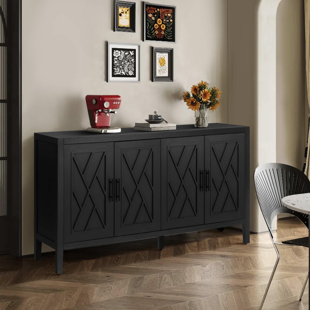 Click here for Streamdale Vintage Black Wooden Sideboard - Americ... prices