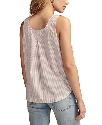 Lucky Brand Cotton Striped Pleated-Chest Tank Top - Macy's