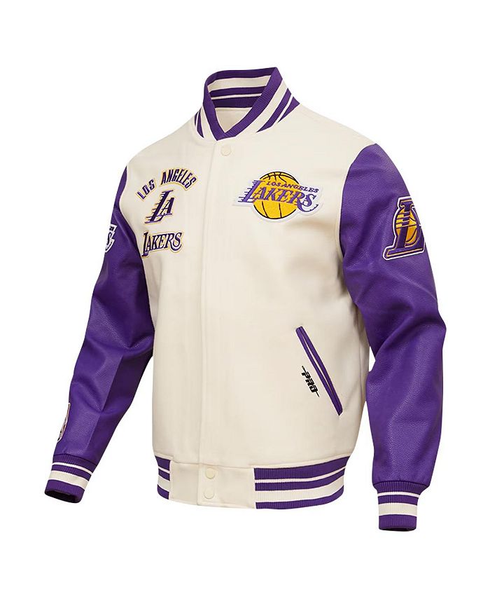 Pro Standard Men's Cream Los Angeles Lakers Retro Classic Varsity Full ...