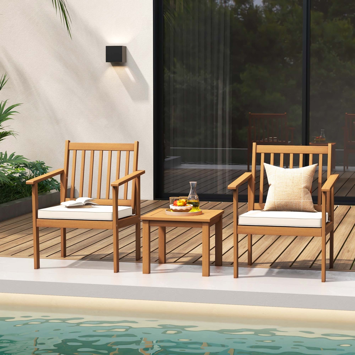 Click here for 3 Pcs Patio Wood Furniture Set Acacia Wood Chairs... prices