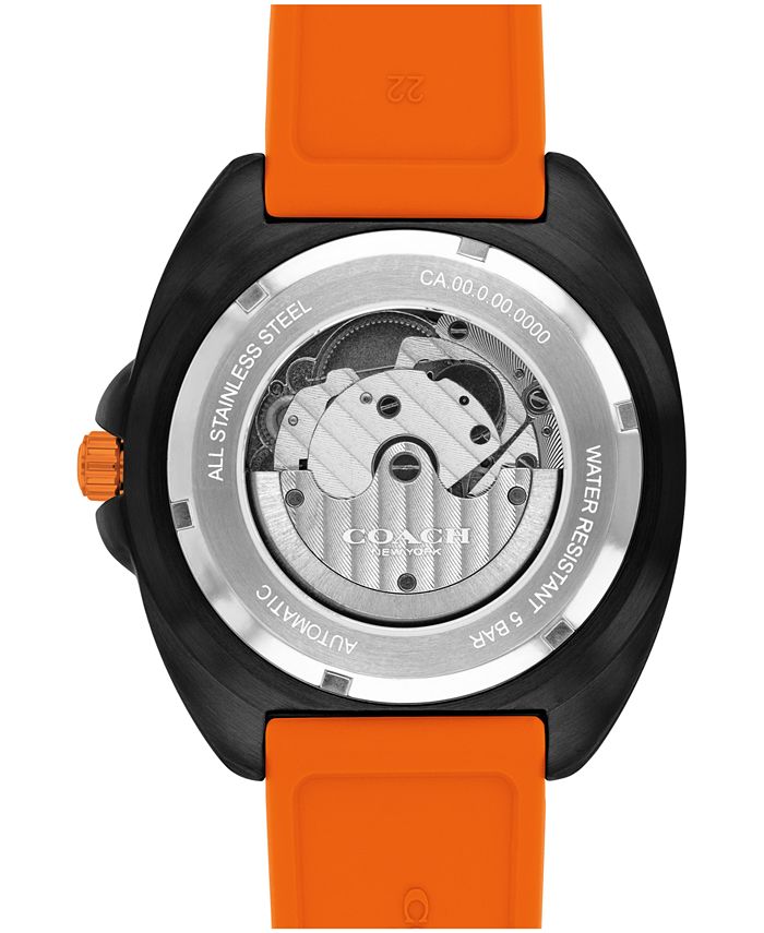COACH Men's Charter Automatic Orange Silicone Watch 44mm - Macy's