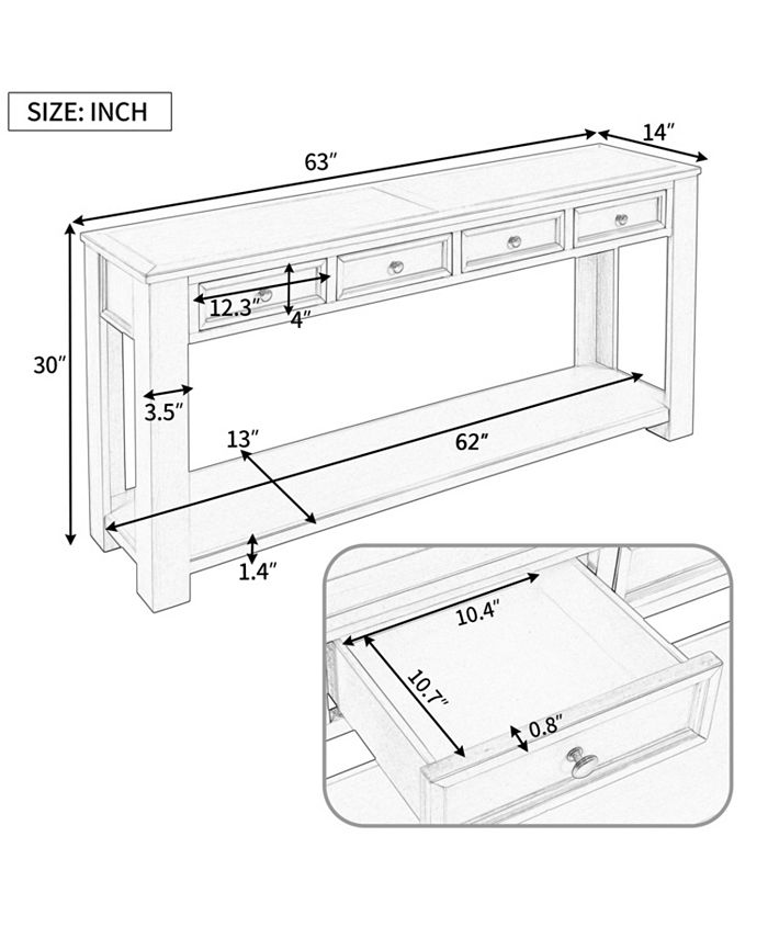 Simplie Fun Console Table/Sofa Table With Storage Drawers And Bottom ...