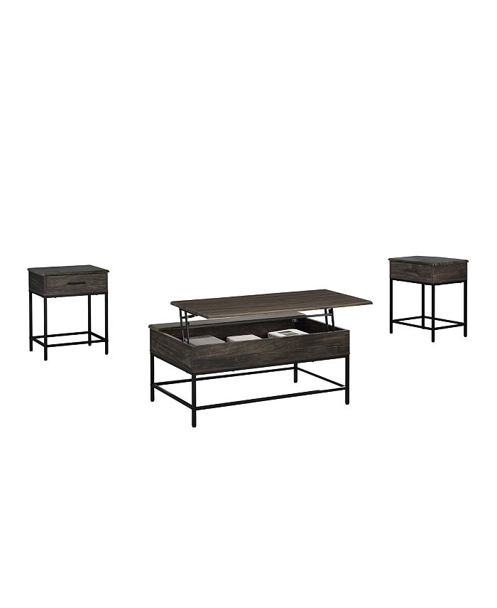 Simplie Fun Cliff 3 Piece Brown MDF Lift Top Coffee And End Table Set ...