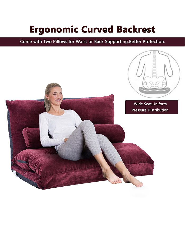 Simplie Fun Lazy Sofa Adjustable Folding Futon Sofa Video Gaming Sofa ...