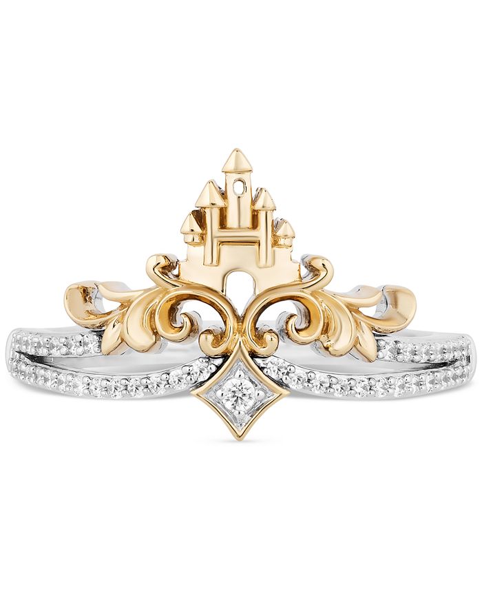 Disney Enchanted Vault Diamond Castle Princess Tiara Ring (1/6 ct. t.w ...