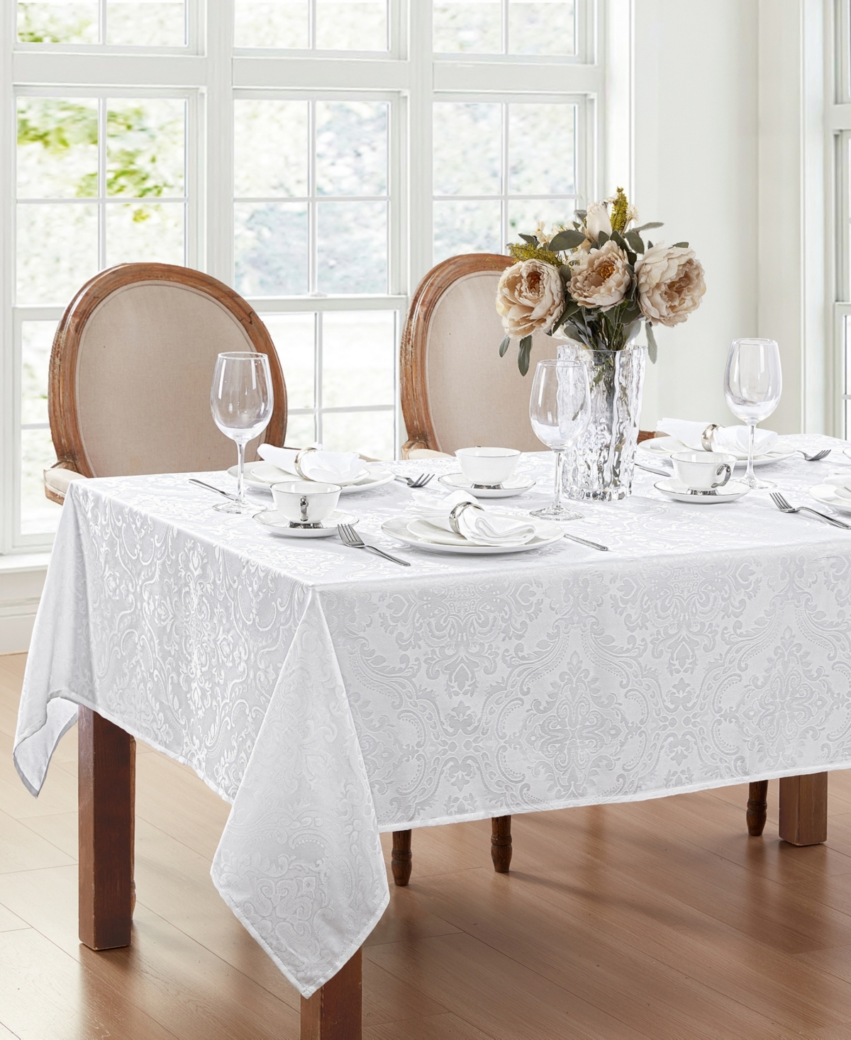 Click here for Elrene Caiden Elegance Damask Tablecloth - 52 x 52... prices