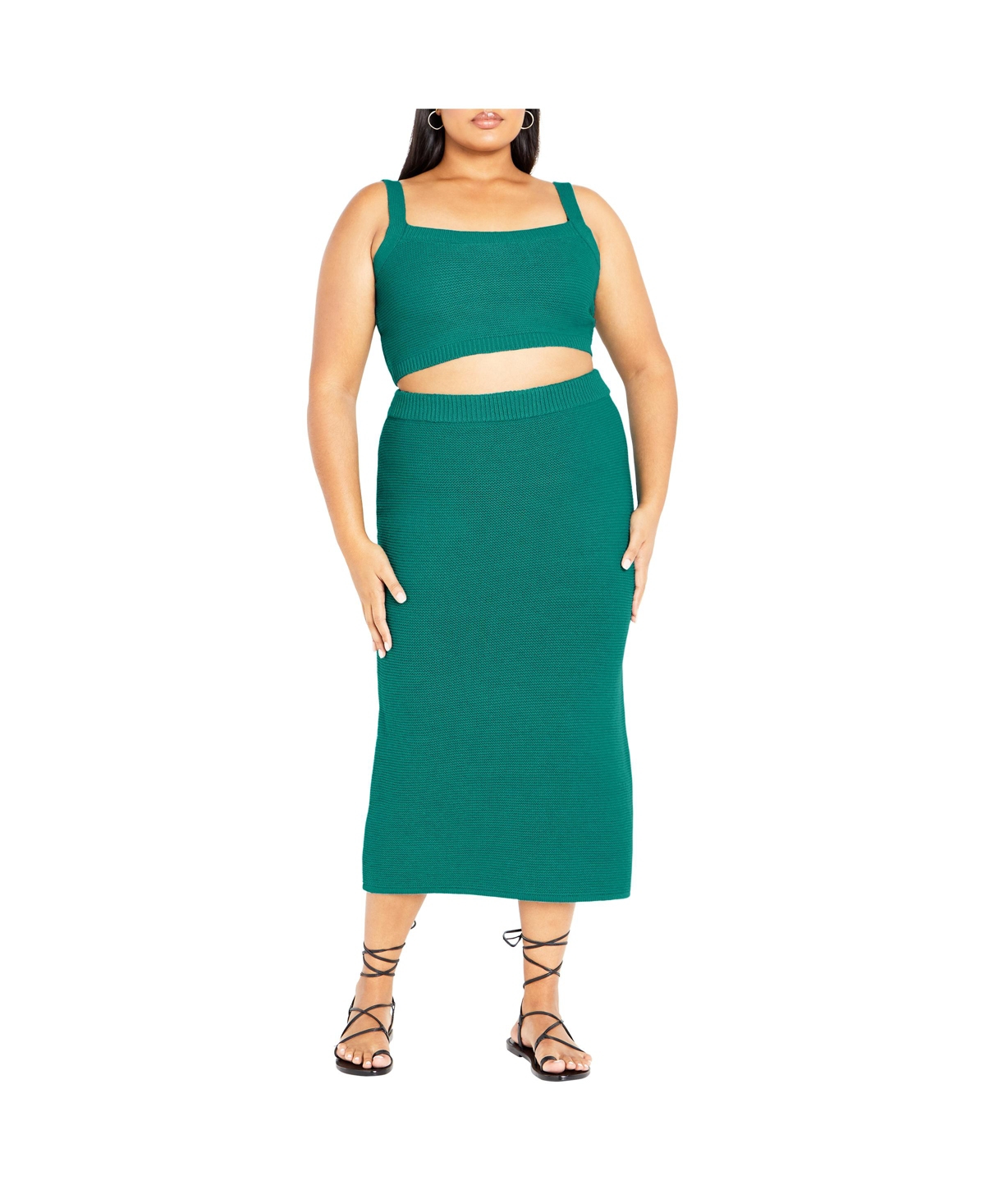 Click here for City Chic Womens Knit Set Dress - Veridian green prices