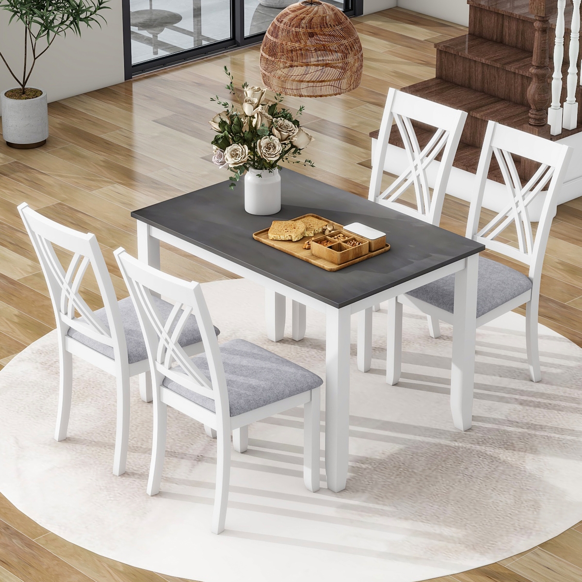 Click here for Streamdale Rustic 5-Piece Wood Dining Set for Smal... prices
